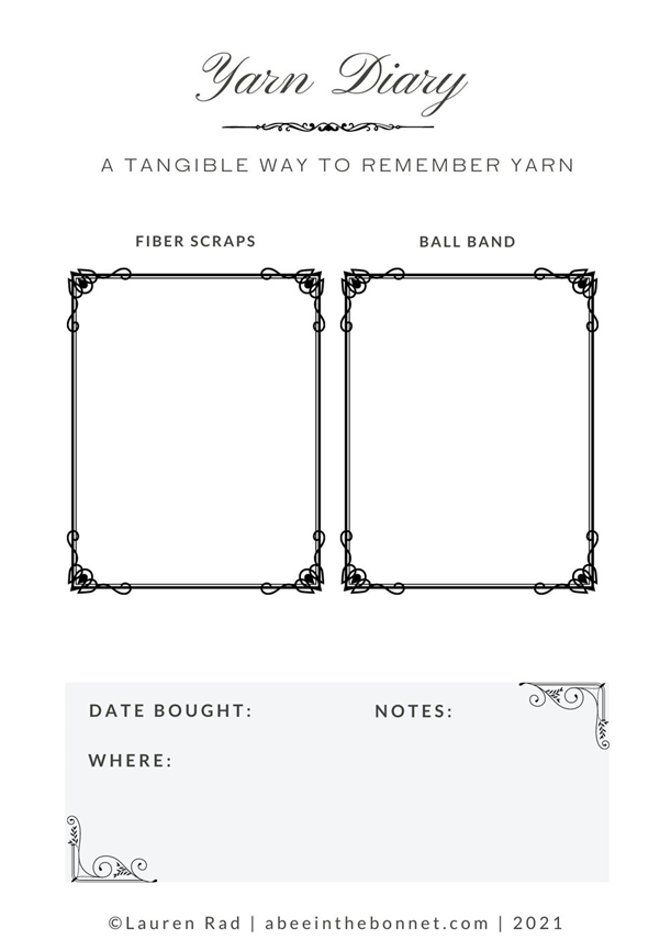 Free Knitting Printable: Yarn Diary - A Bee In The Bonnet